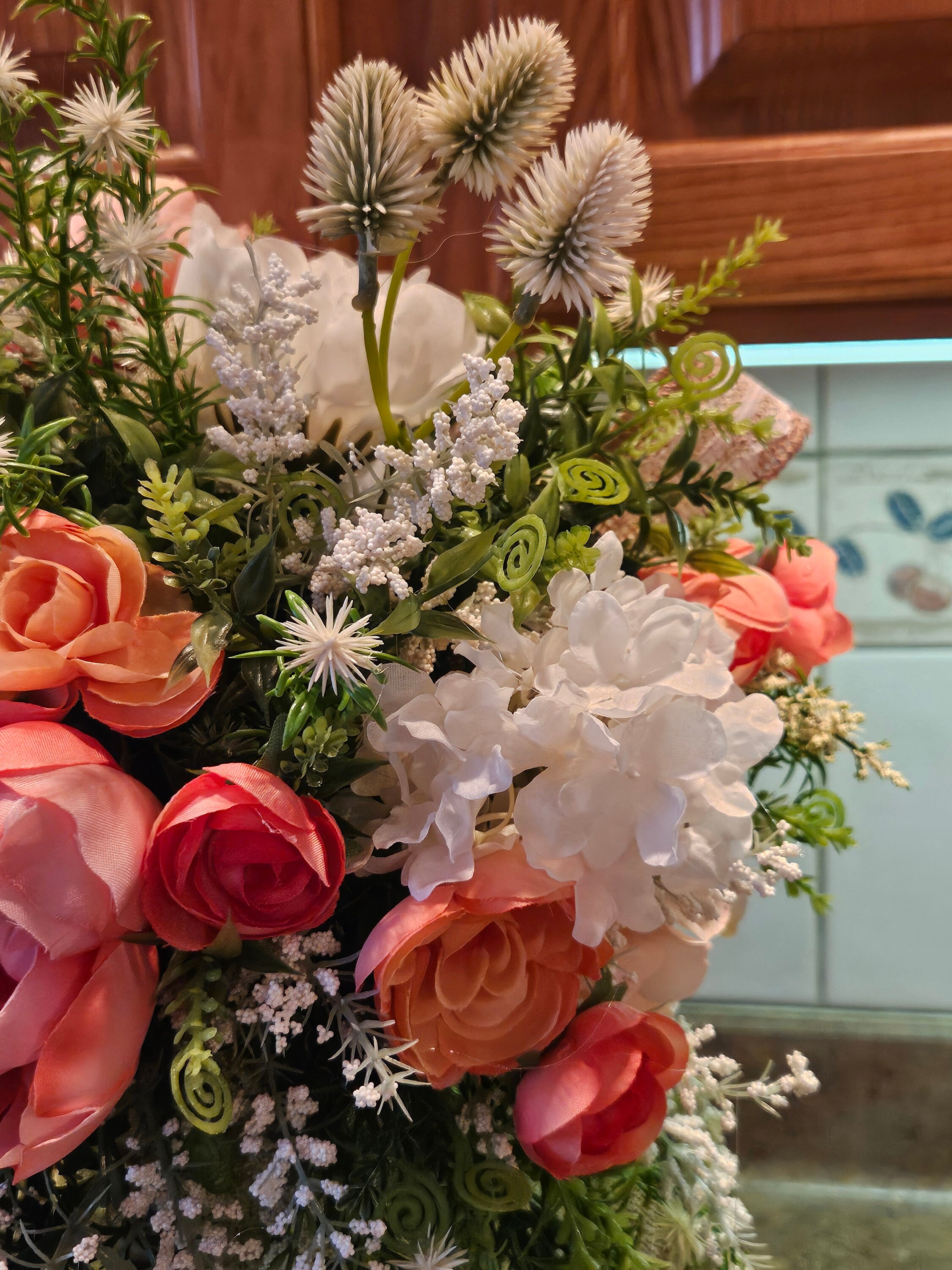 Spring Summer Candlestick Arrangement, Everyday Floral Centerpiece ...