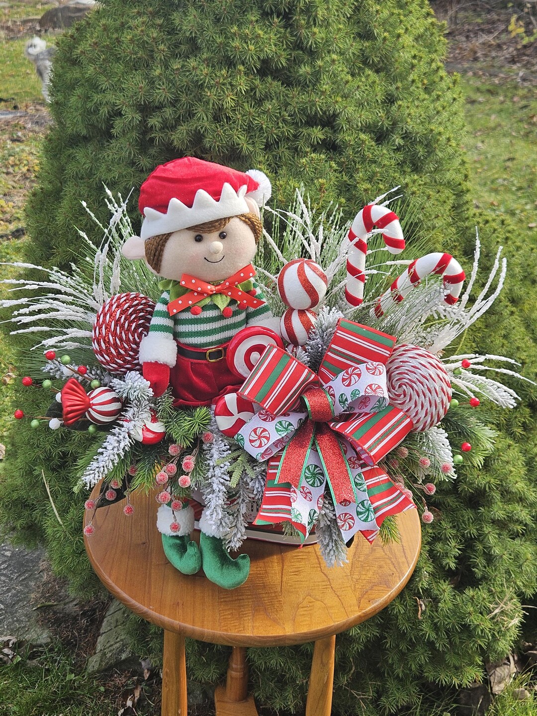 Christmas Elf Centerpiece, Whimsical Holiday Table Arrangement, Elf ...