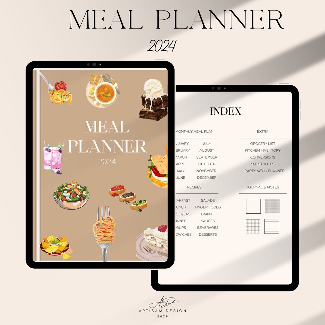 MEAL PLANNER 2024 Digital Planner | That Girl Aesthetic | Weekly ...