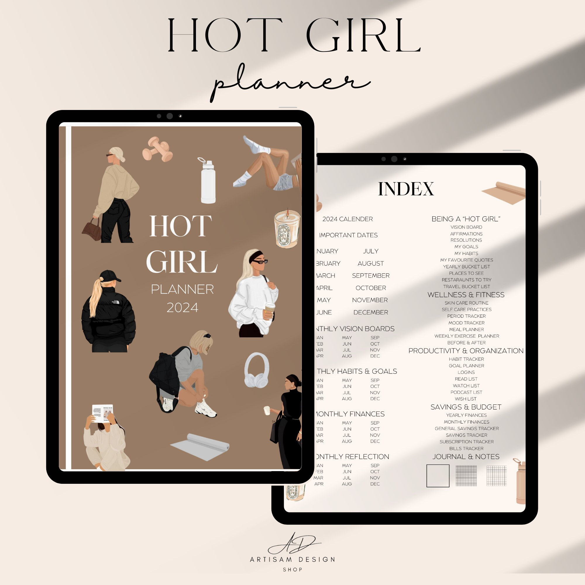 HOT GIRL 2024 Digital Planner That Girl Aesthetic Daily, Weekly Monthly ...