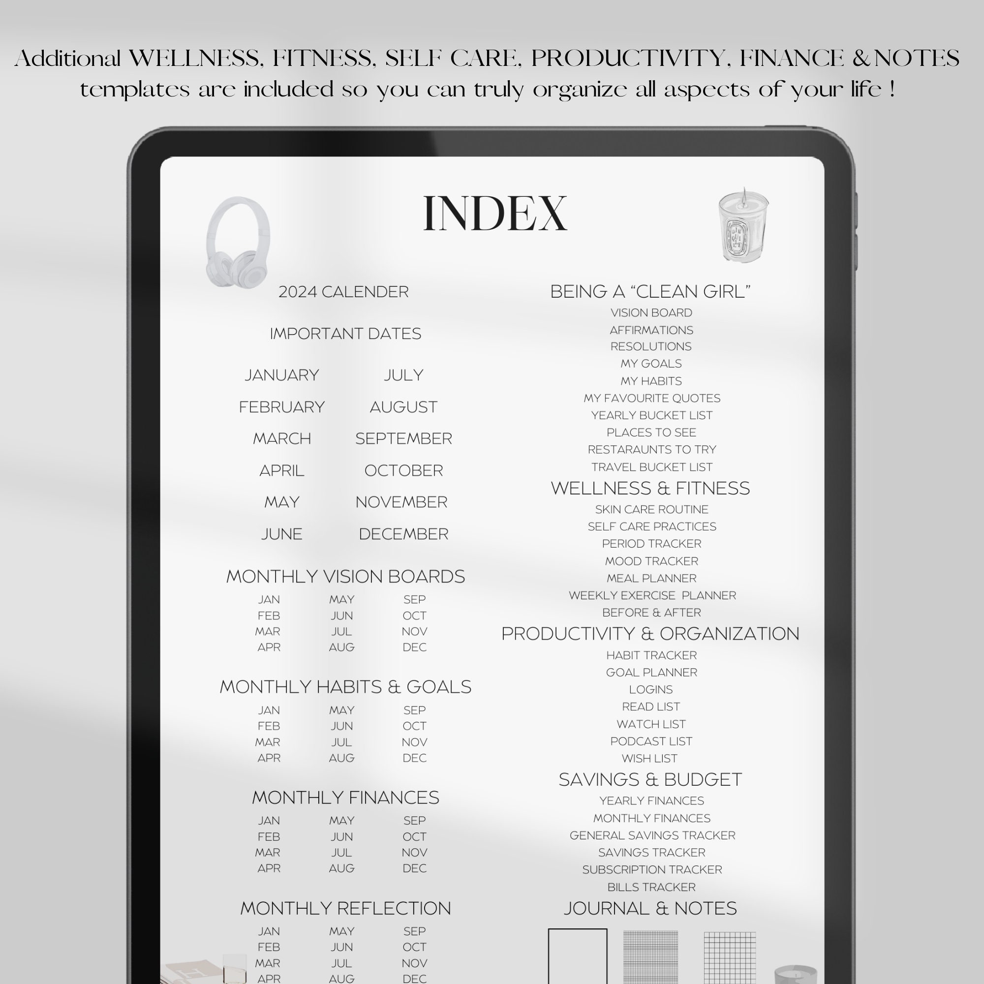 CLEAN GIRL 2024 Digital Planner | Clean Girl Aesthetic | Daily, Weekly ...