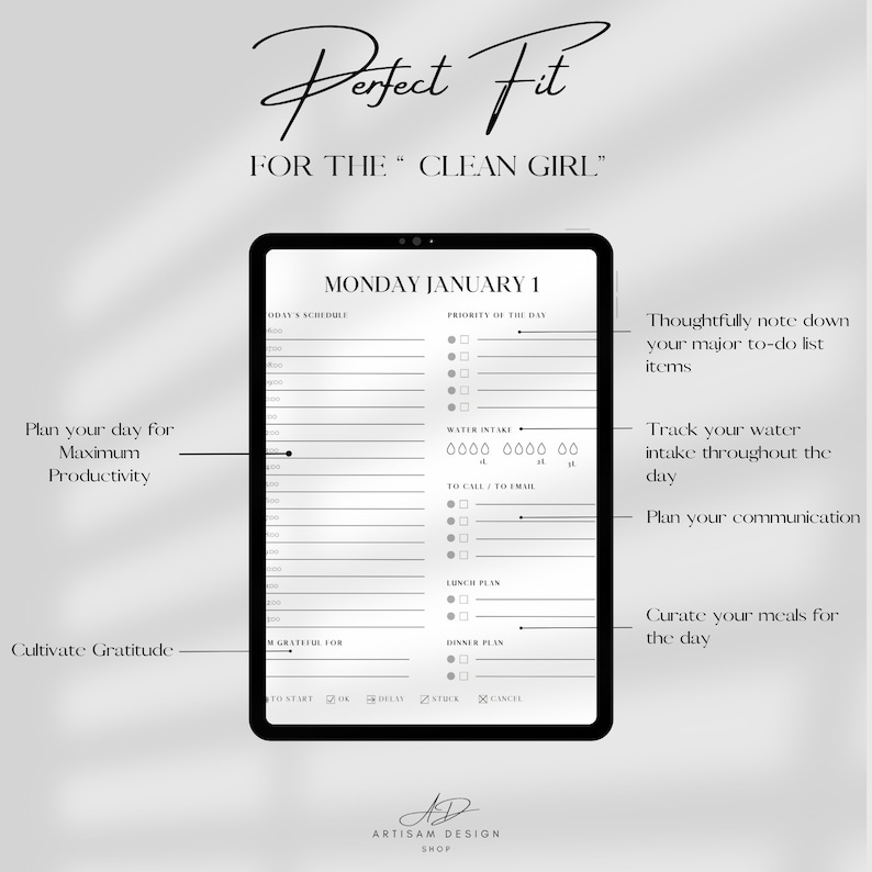 CLEAN GIRL 2024 Digital Planner | Clean Girl Aesthetic | Daily, Weekly ...