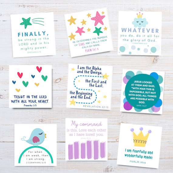 Kids Scripture Cards Children's Bible Verse Memory Cards - Etsy