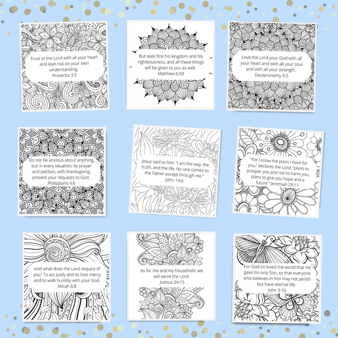 Scripture Coloring Cards, Scripture Memory Verses, Mini Scripture Cards ...