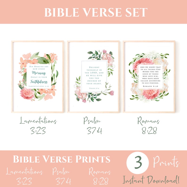 Bible Verse Printable Set, Christian Wall Art, Bible Verses Prints ...