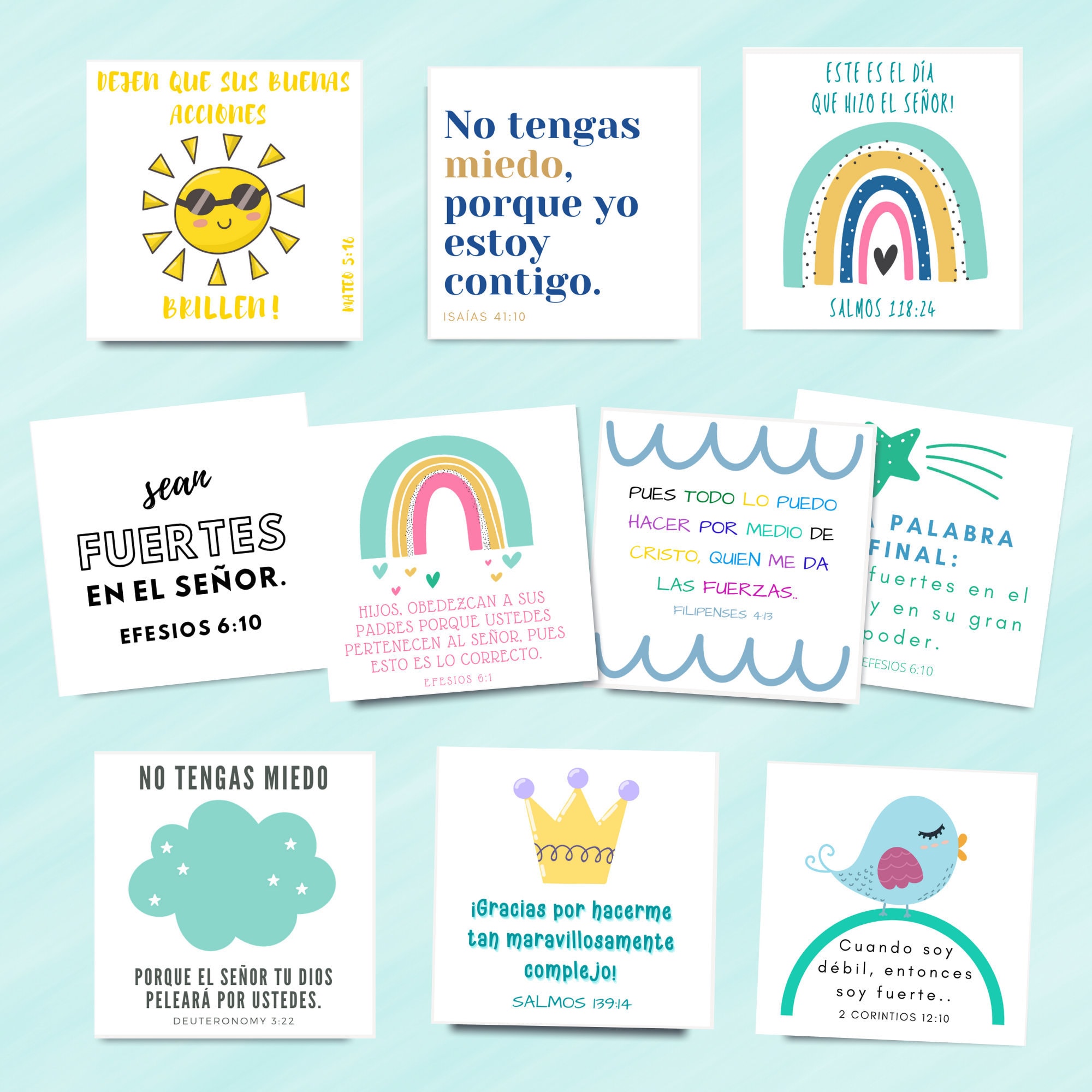 Spanish Scripture Cards for Kids, Spanish Children's Bible Verse Memory ...