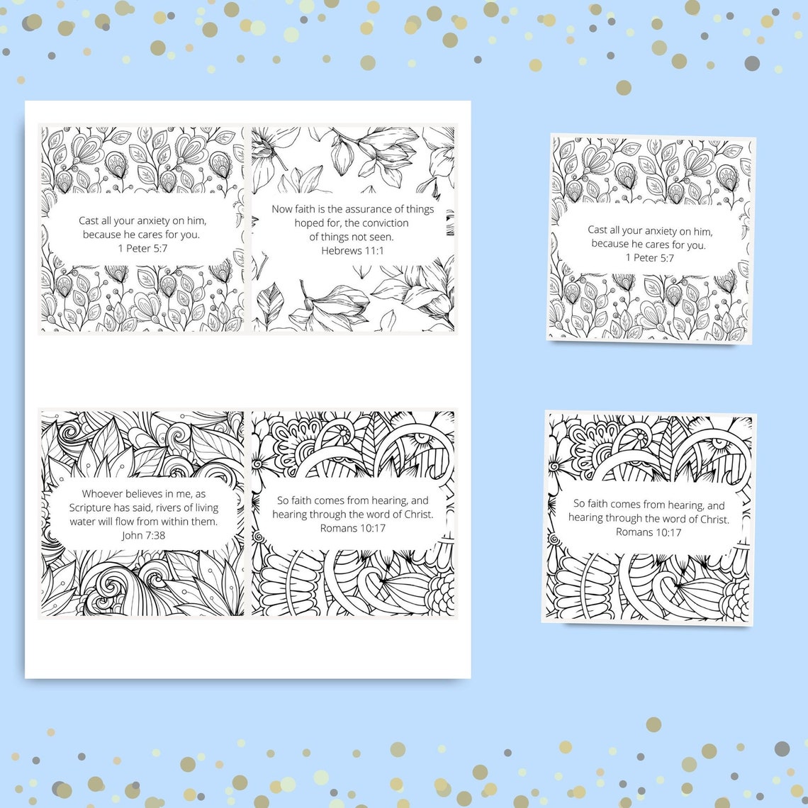 Scripture Coloring Cards, Scripture Memory Verses, Mini Scripture Cards ...