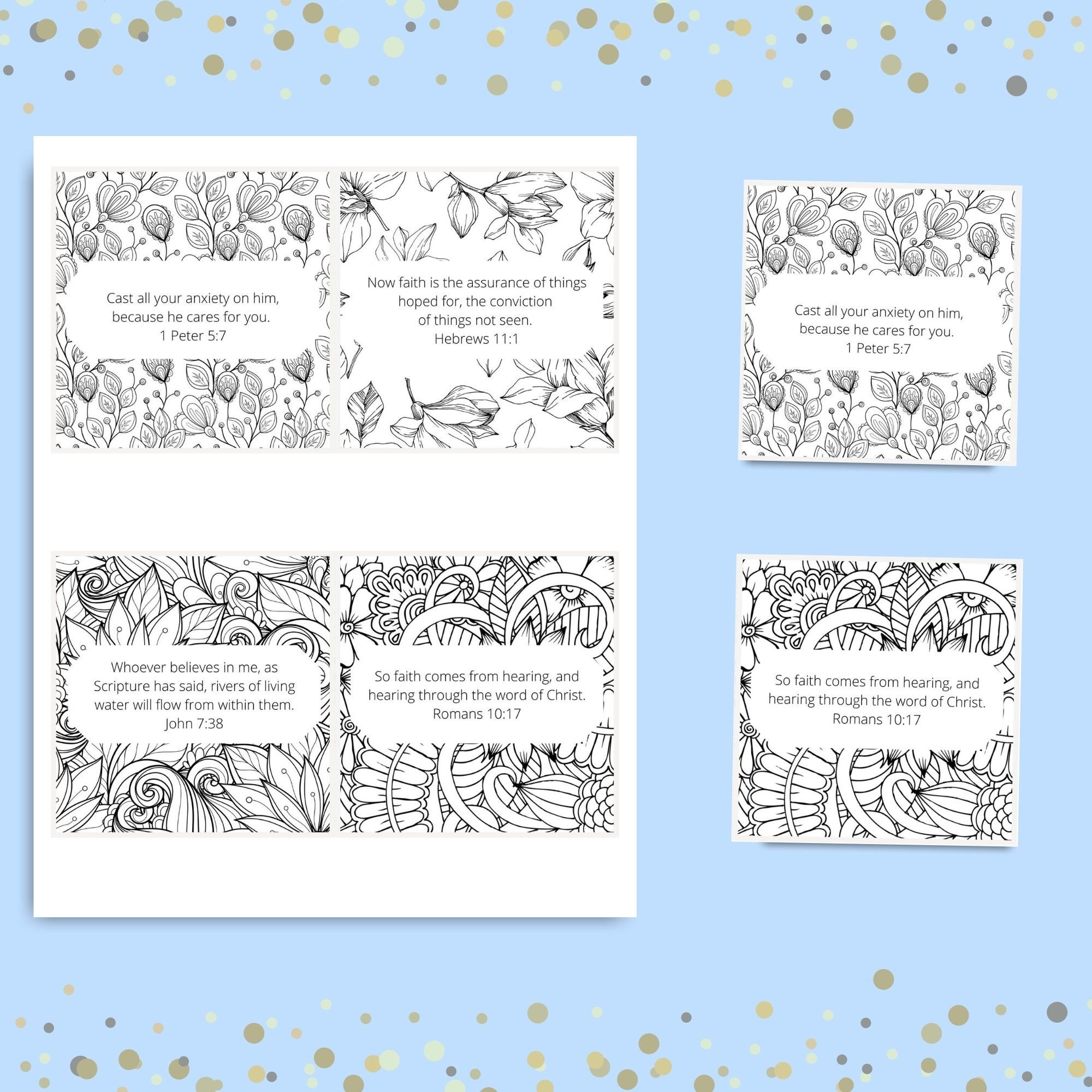 Scripture Coloring Cards, Scripture Memory Verses, Mini Scripture Cards ...