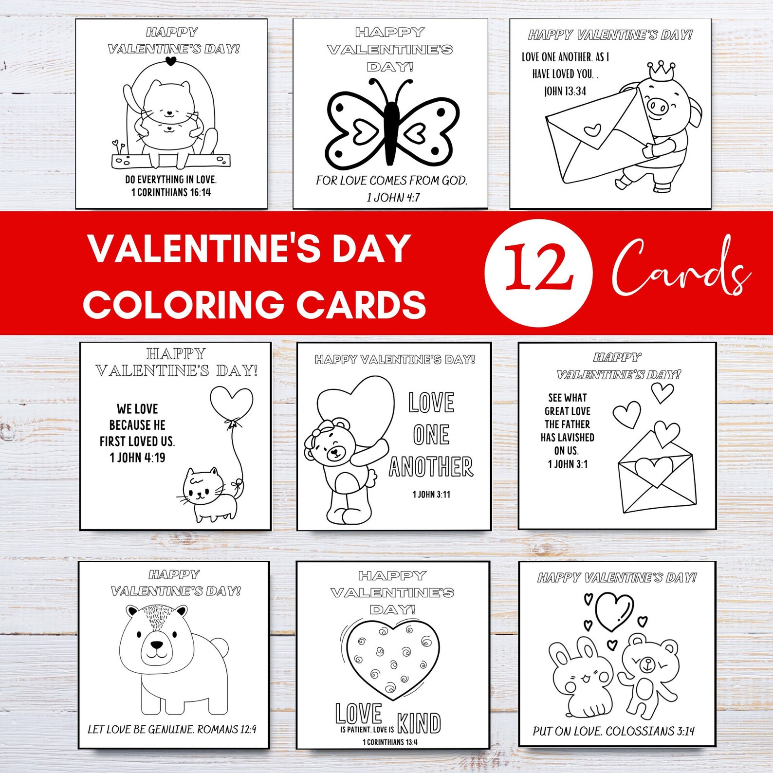 Valentine's Day Coloring Cards | Bible Verse Valentine Cards | Bible ...