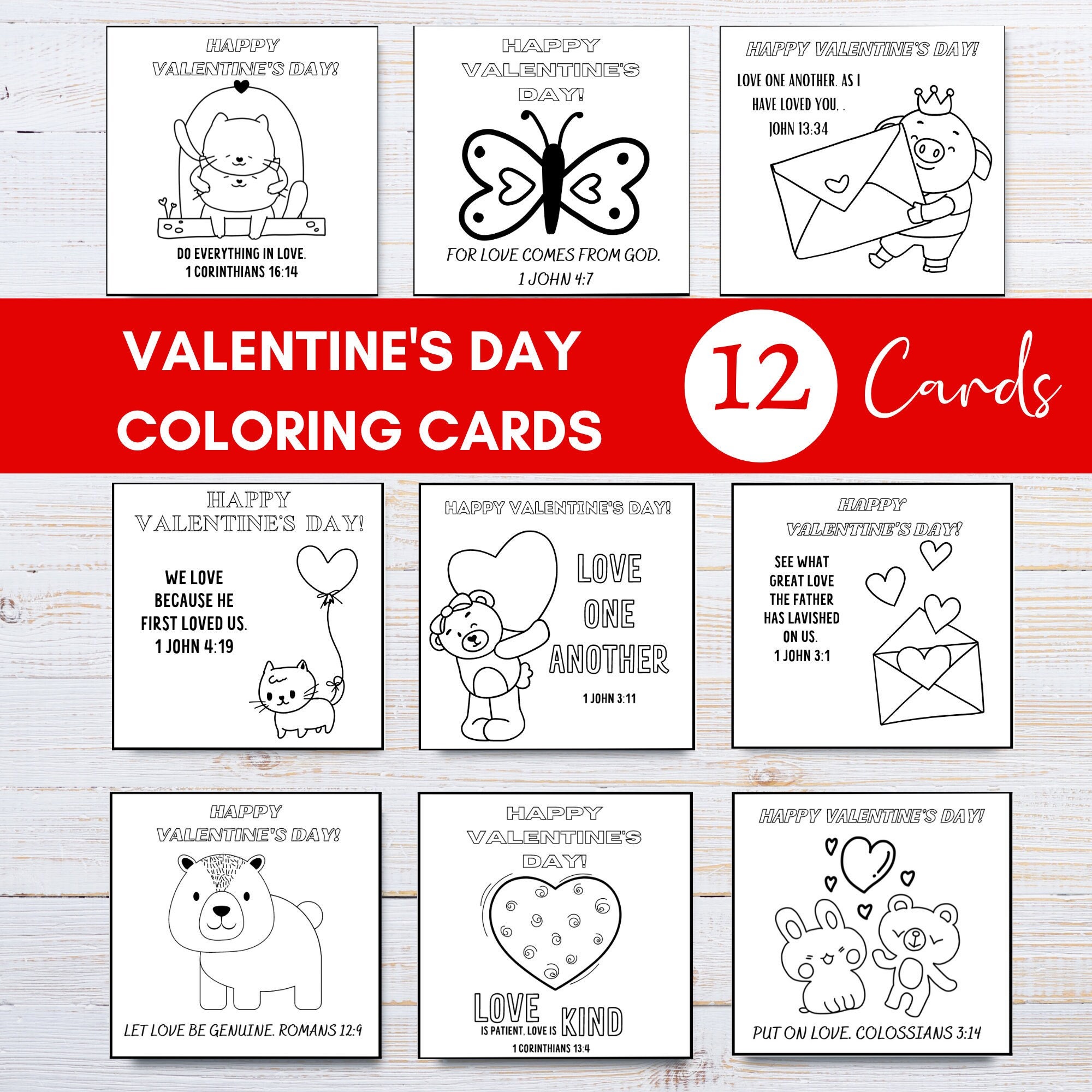 Valentine's Day Coloring Cards | Bible Verse Valentine Cards | Bible ...