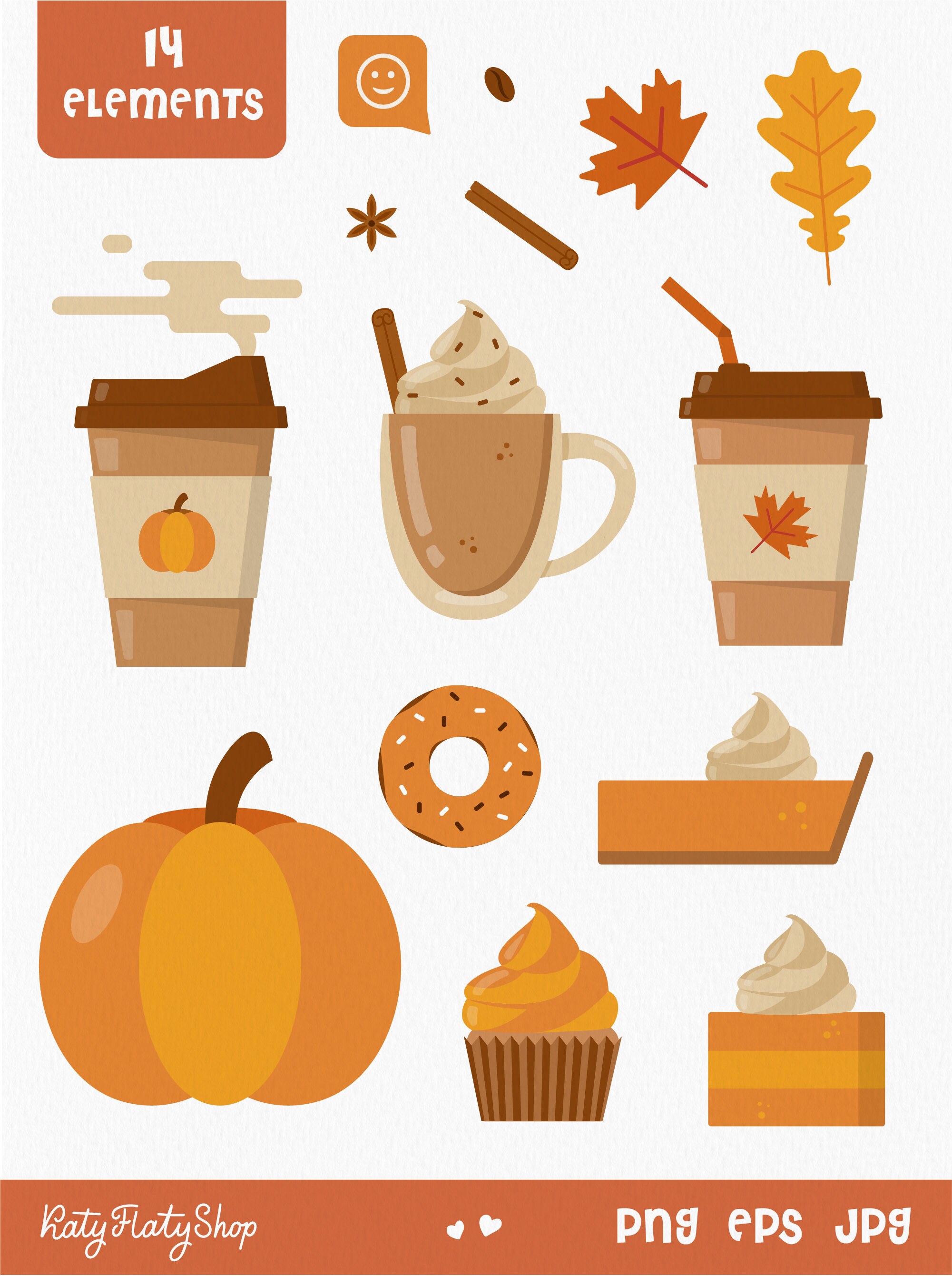 Pumpkin Spice Latte Clipart Fall Clipart Coffee Clip Art | Etsy
