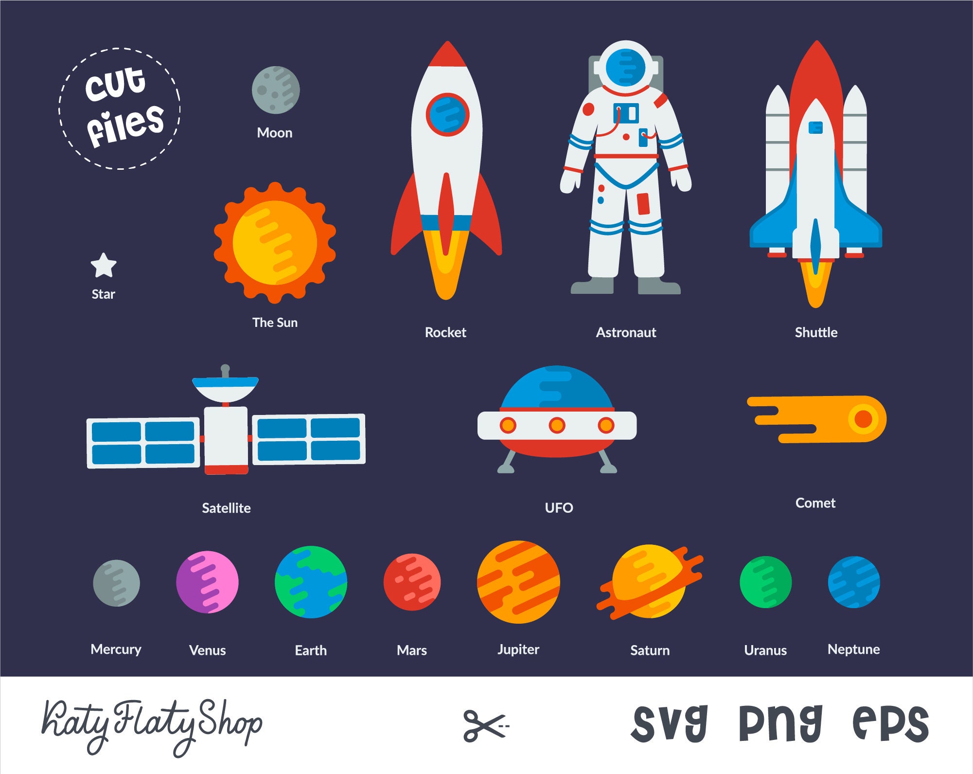 Outer Space Svg Rocket Svg Space Clipart Solar System Svg | Etsy
