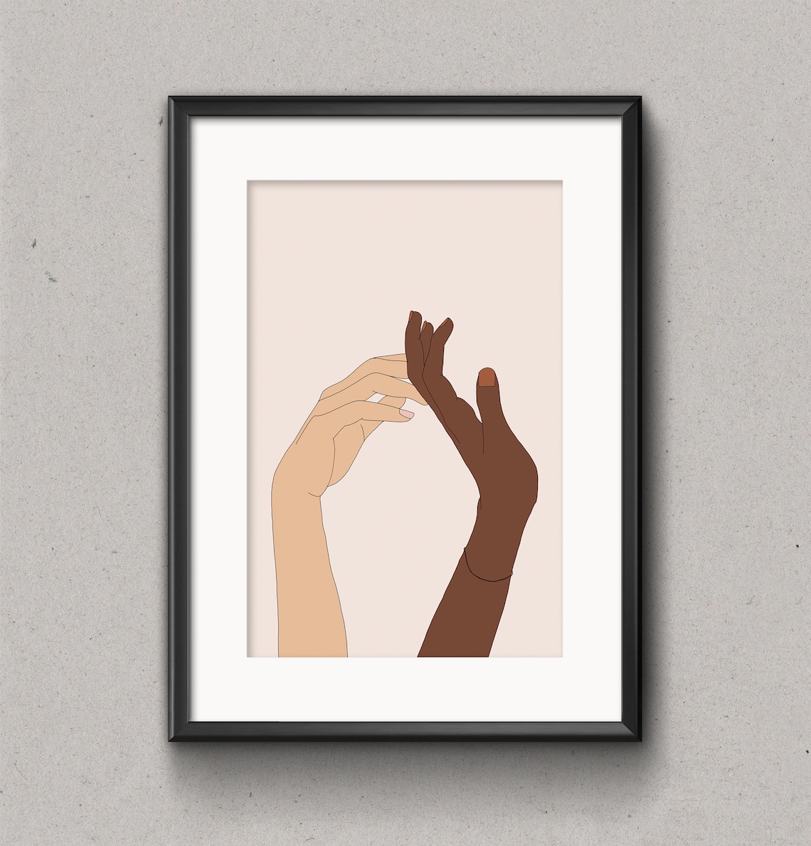 Minimalist Hand Print, Hand/finger Line Art, Finger/hand Poster ...