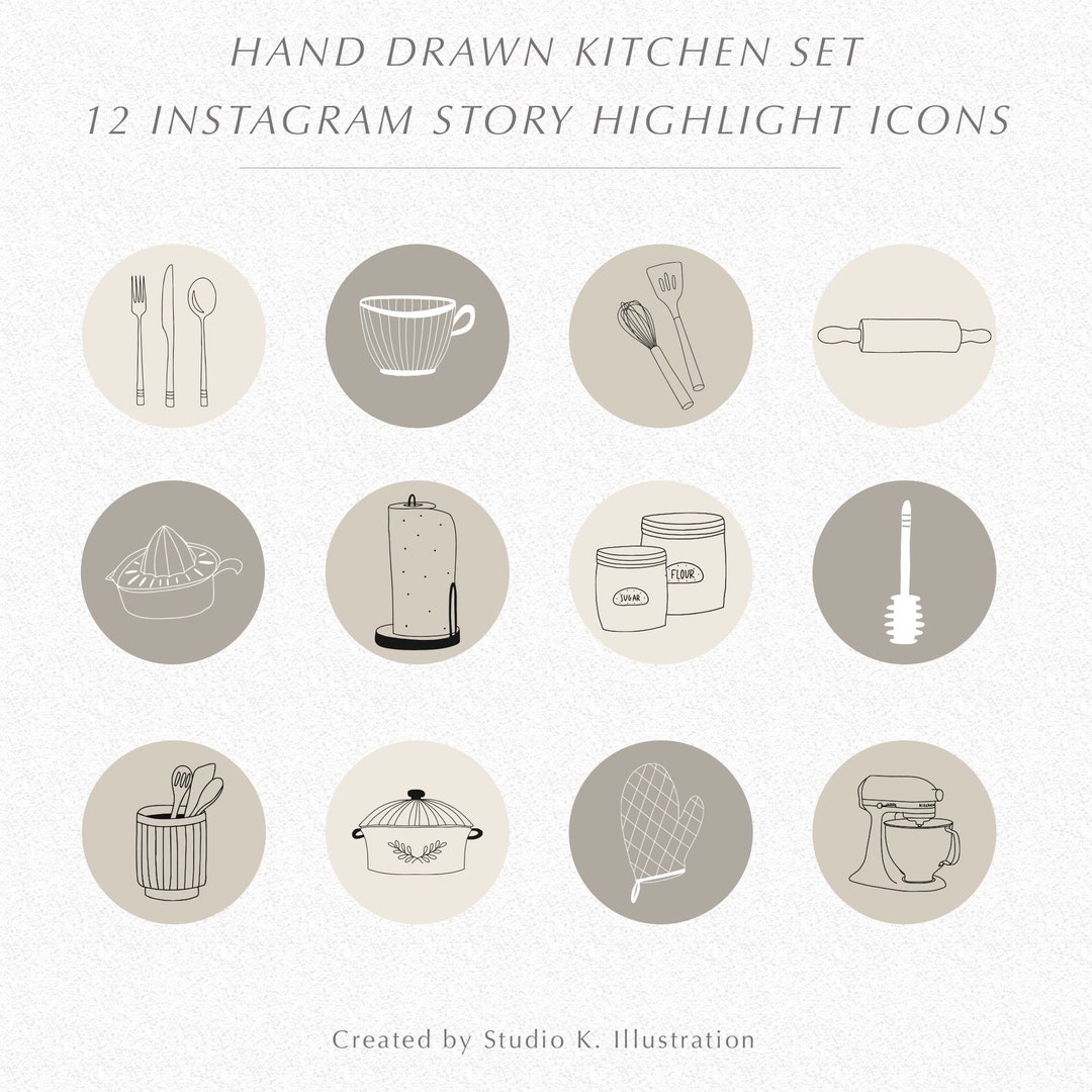 12 Kitchen Instagram Story Highlight Icons, Hand-drawn Icons,insta ...