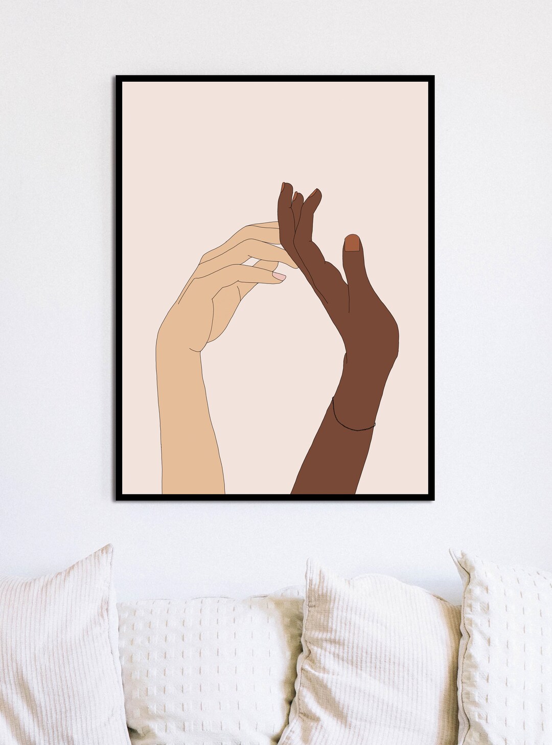 Minimalist Hand Print, Hand/finger Line Art, Finger/hand Poster ...