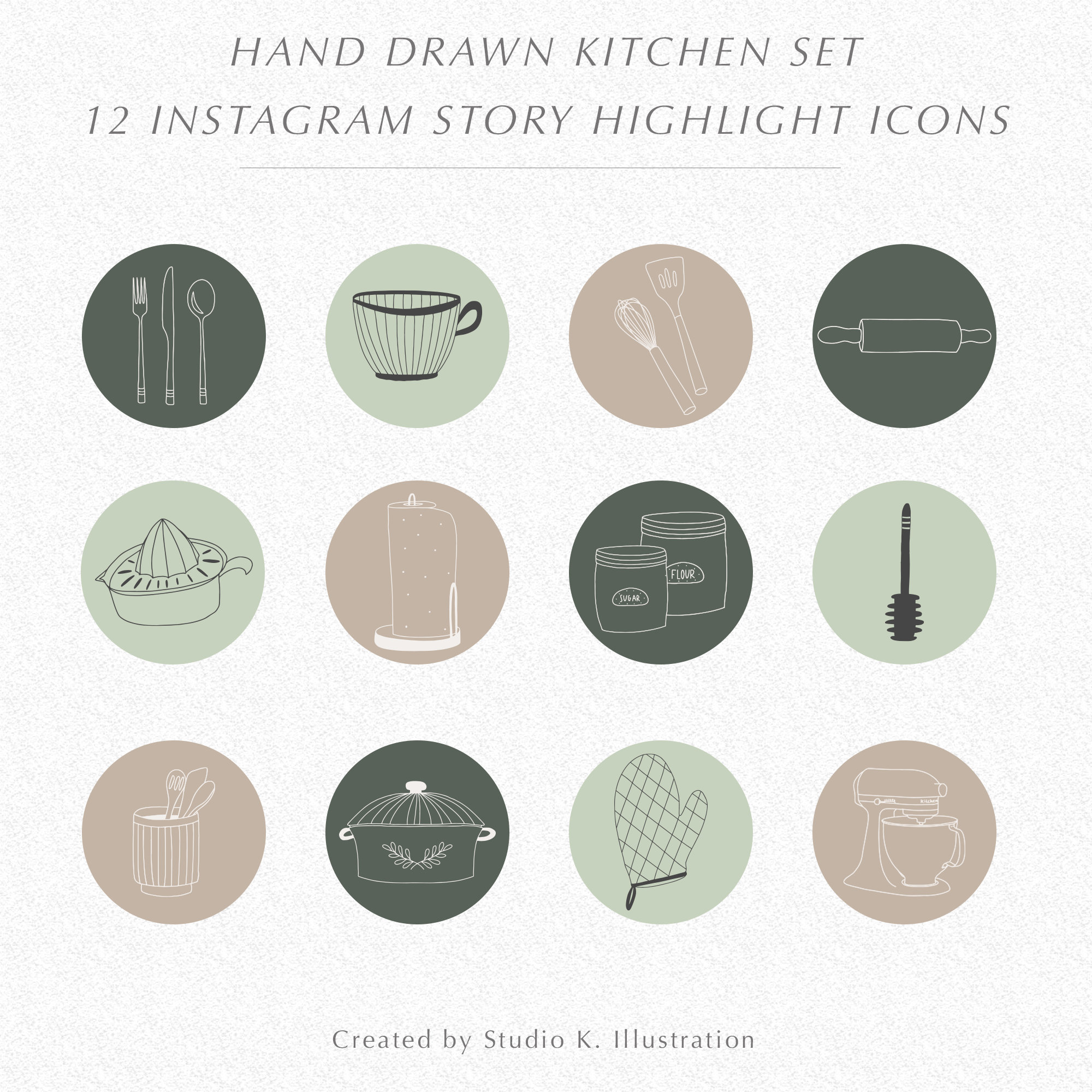 12 Kitchen Instagram Story Highlight Icons, Hand-drawn Icons,insta ...