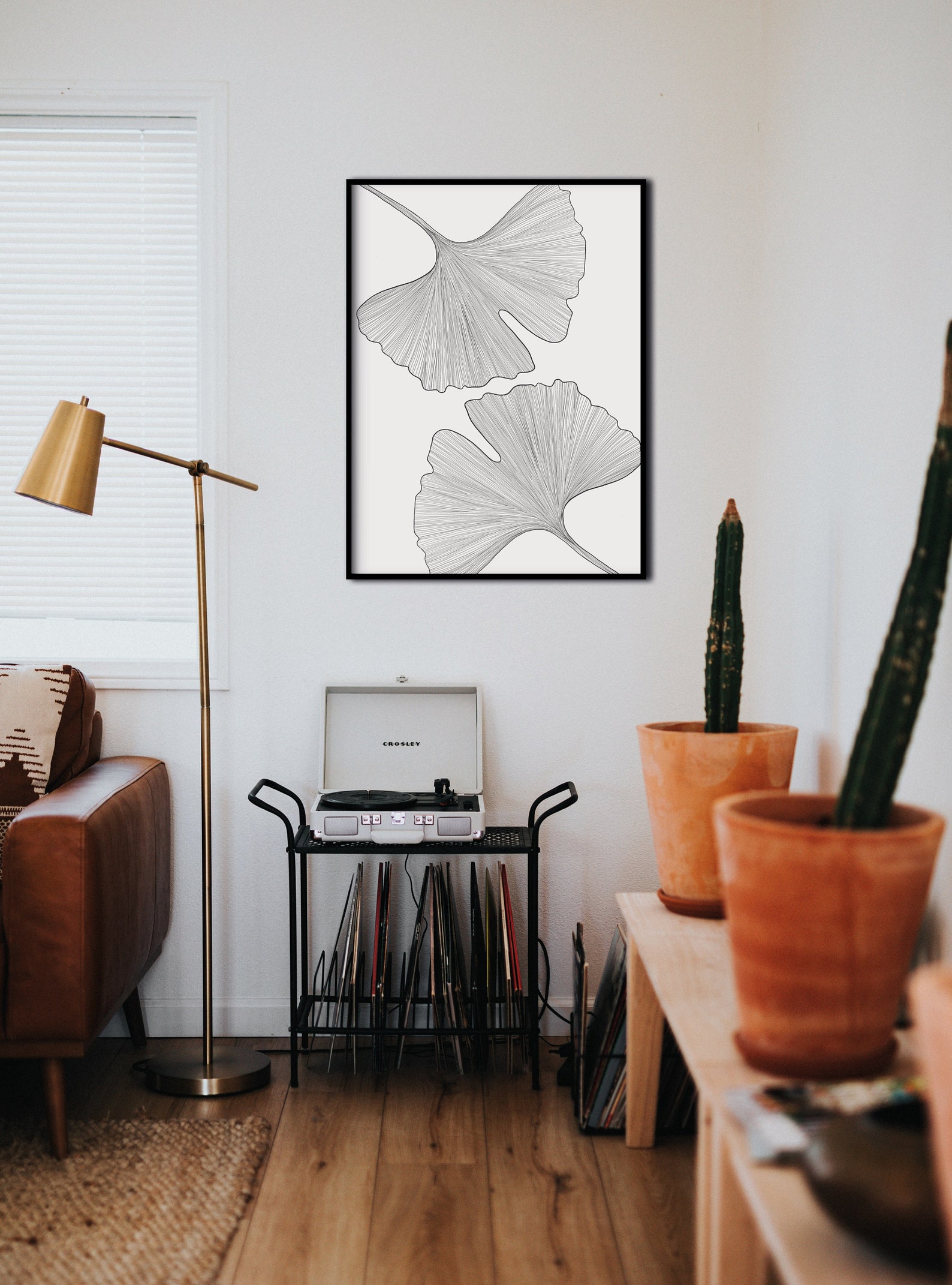 Set of 3 Minimalist Ginkgo Leaf Prints, Flower/plant Line Art, Black ...