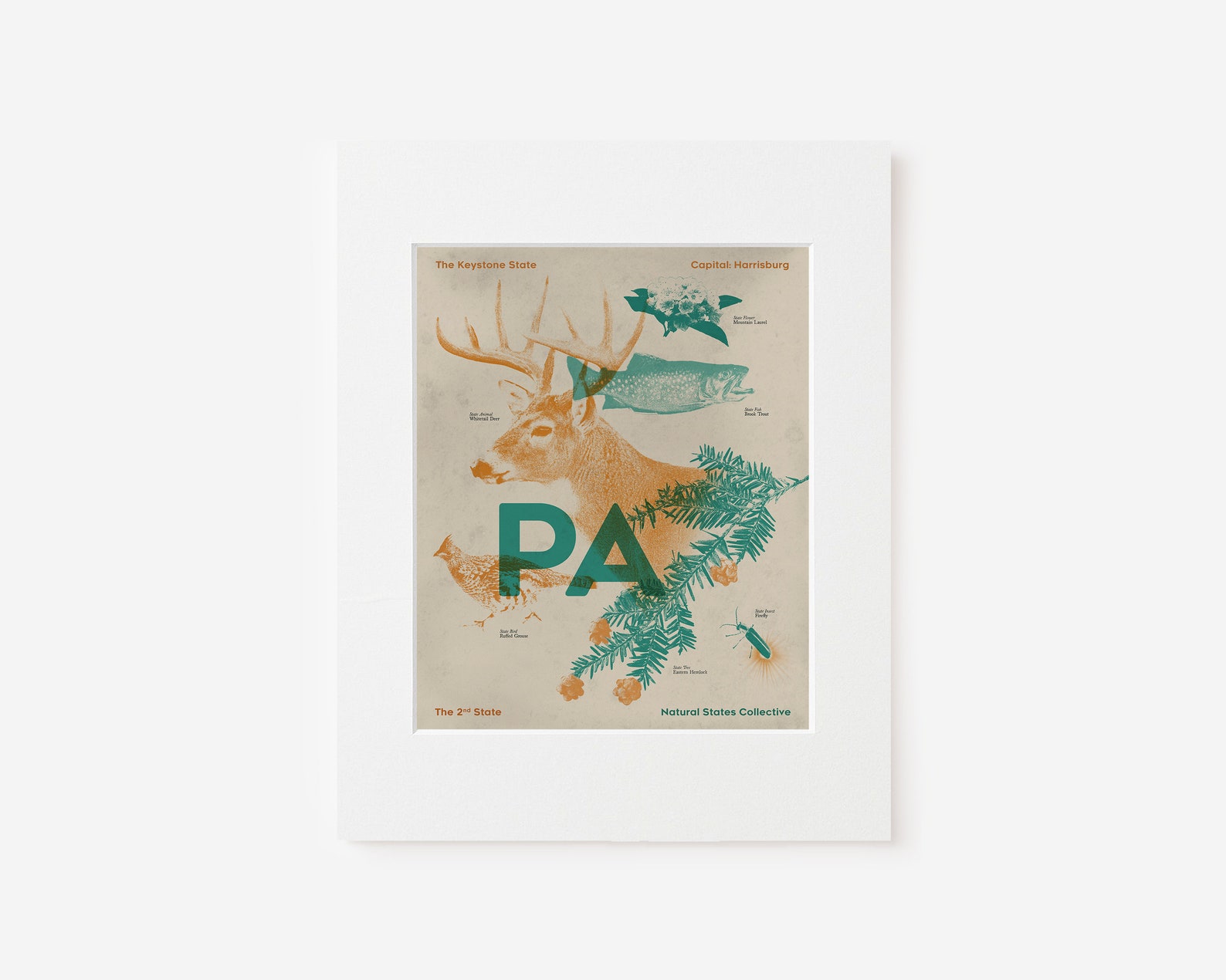 Pennsylvania State Symbol Riso Poster - Etsy