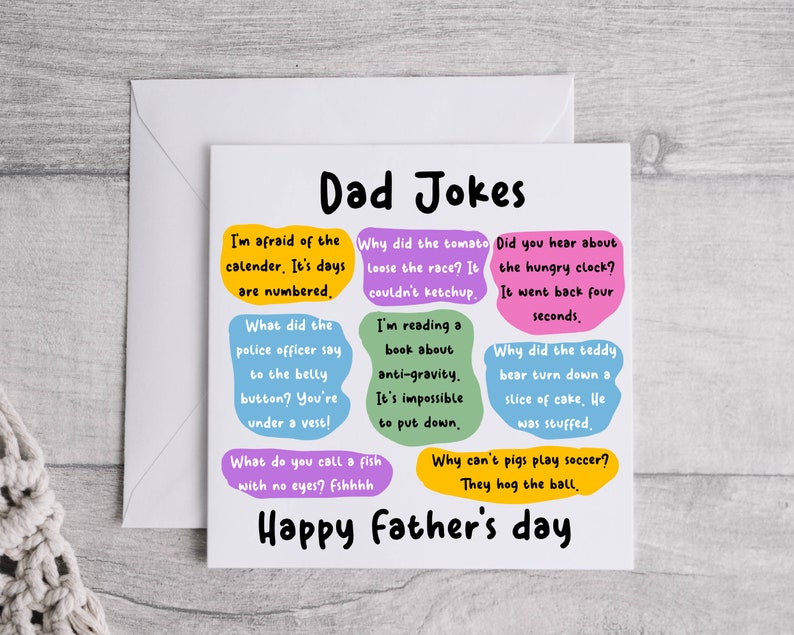 Funny Printable Father's Day Card Dad Jokes Instant Download Unique ...
