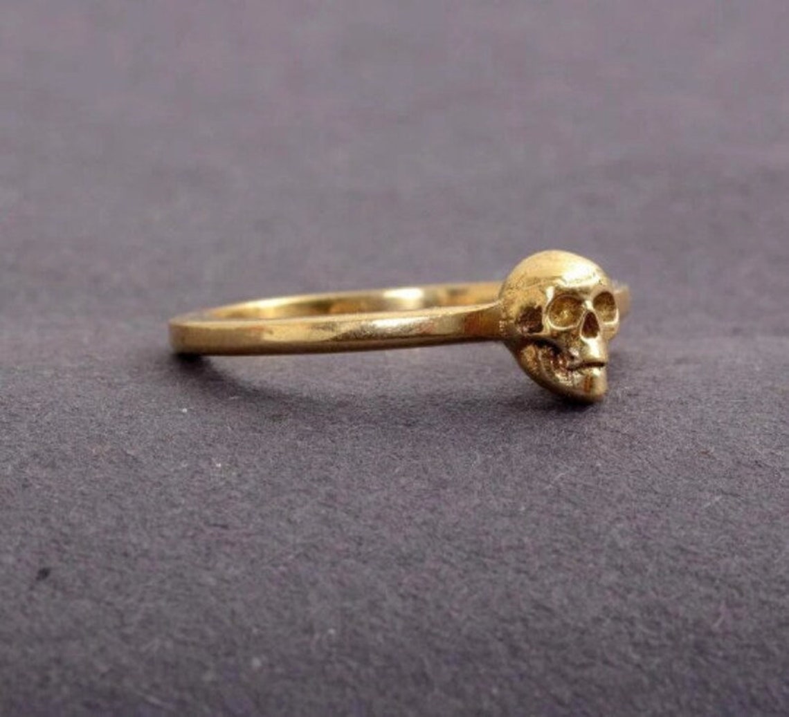 Gold Skull Ring, Skull Ring, Gothic Ring, Horror Ring, Skeleton Ring ...