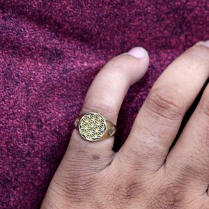Flower of Life Ring, Signet Ring, Sacred Geometry Ring, Seed of Life ...