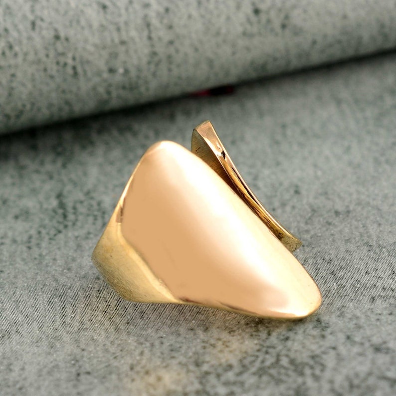 Open Ring, Modern Ring, Chunky Ring, Large Wide Ring, Golden Cuff Ring ...