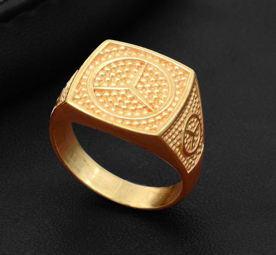 Vintage Brass Mercedes-benz Logo Ring - Handcrafted Classic Car Lover ...
