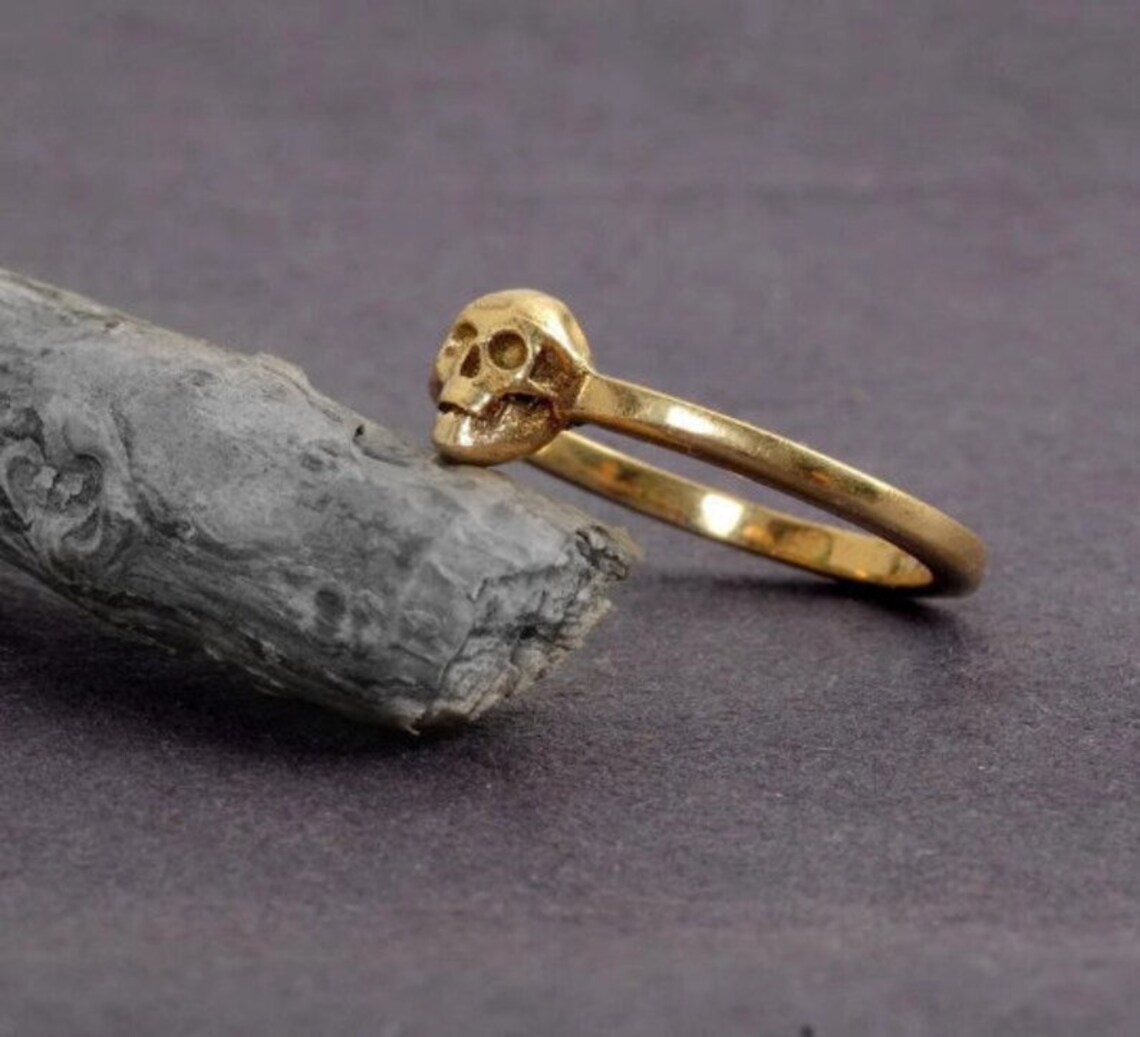 Gold Skull Ring, Skull Ring, Gothic Ring, Horror Ring, Skeleton Ring ...
