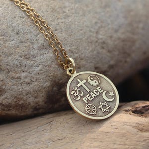 Coexist Pendant Necklace. Brass Coexist, Choose Chain, Harmony Pendant ...