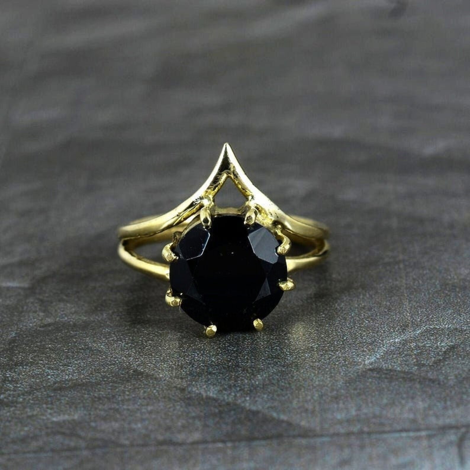 Black Obsidian Ring, Gemstone Ring, Brass Ring, Handmade Ring, Boho ...
