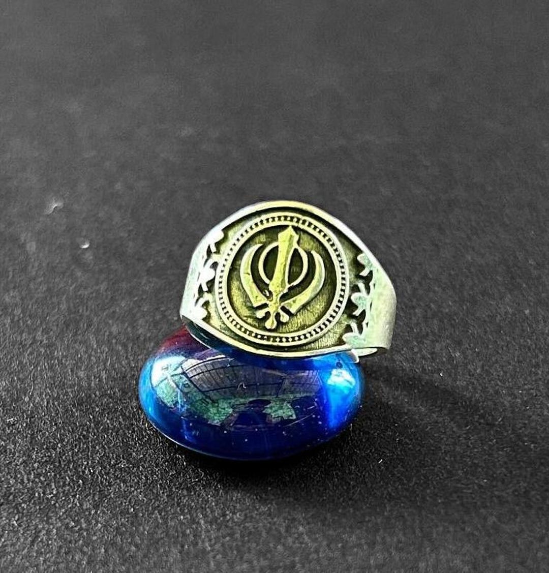 Sikh Khanda Khalsa Signet Men's Sterling Silver Ring, Gift for Him, Khanda Ring in Handmade ...