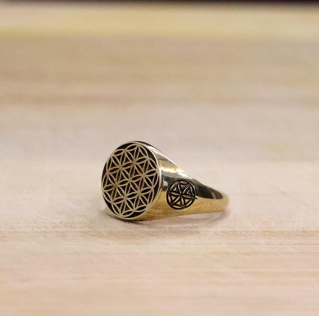 Flower of Life Ring, Signet Ring, Sacred Geometry Ring, Seed of Life ...