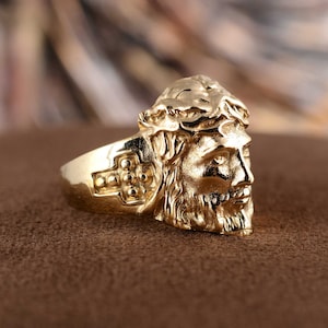 Jesus Christ Head Ring, Crown of Thorns Ring, Unique Christian Jewelry ...