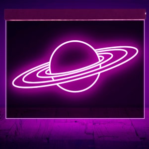 Planet Neon Lightplanet Neon Signspace Neon Signled Sign - Etsy