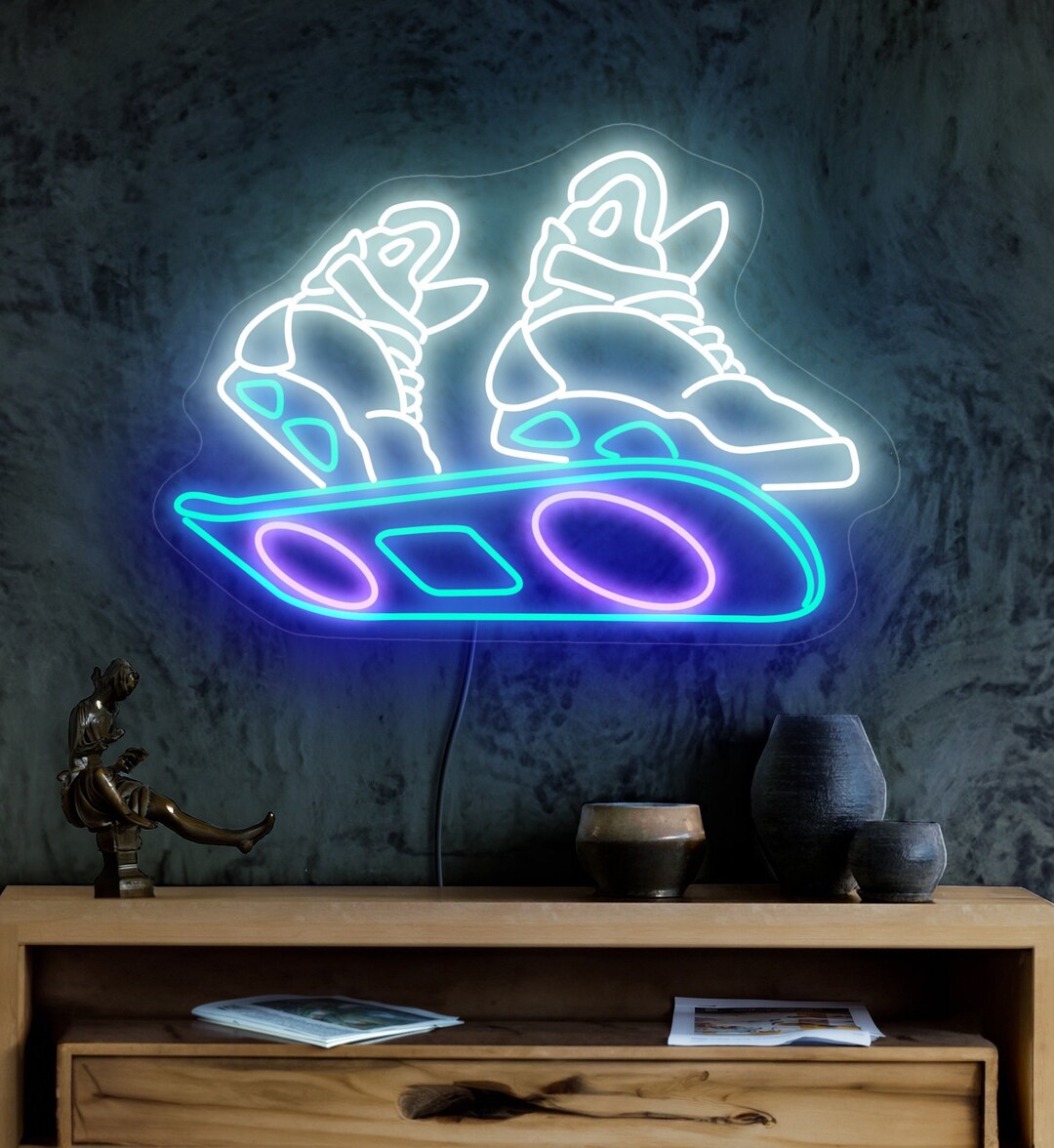 Skateboard Neon Sign, Sneakers Neon, Hoverboard Neon Sign, Skateboard ...