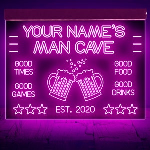 Man Cave Sign Personalized Led, Man Cave Neon Sign, Man Cave Light up ...