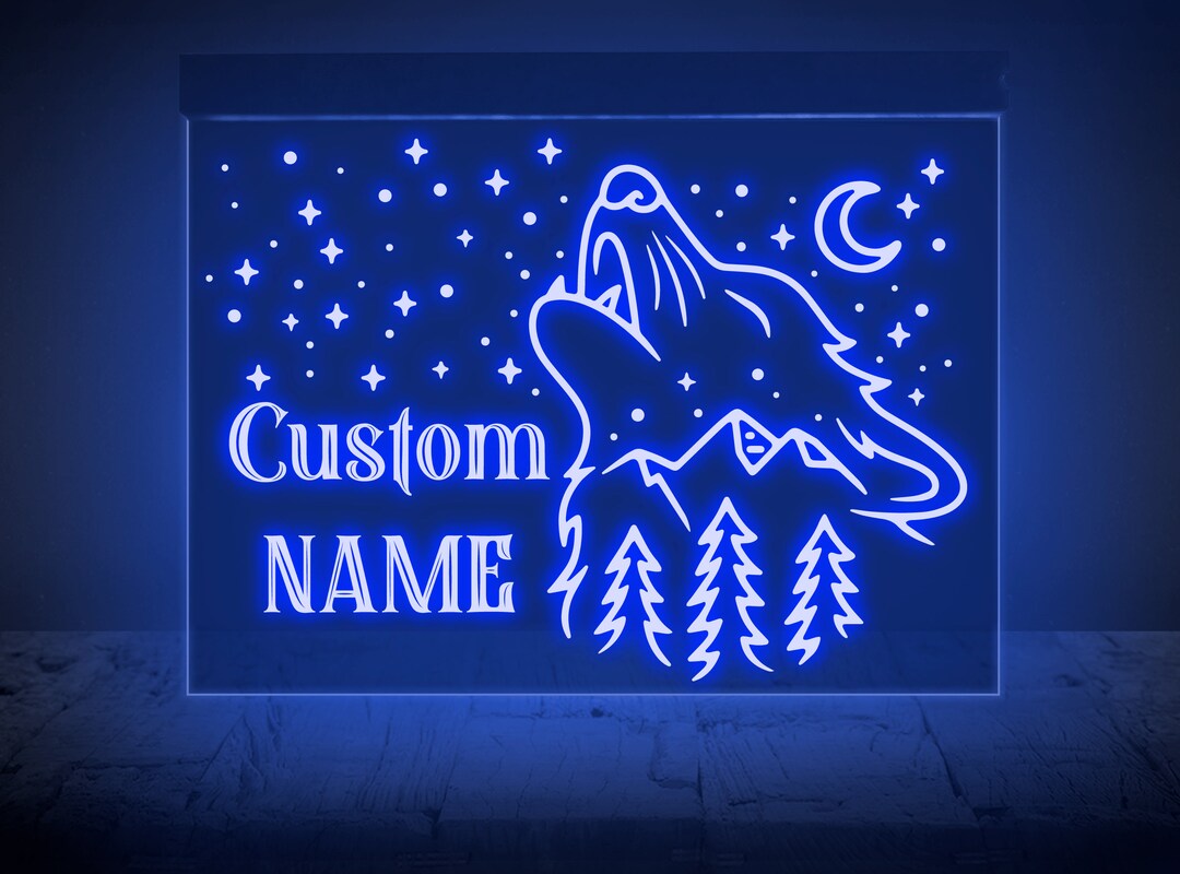 Wolf Name Sign, Wolf Neon Sign,wolf Led Sign,wolf Light Sign,boys Room ...