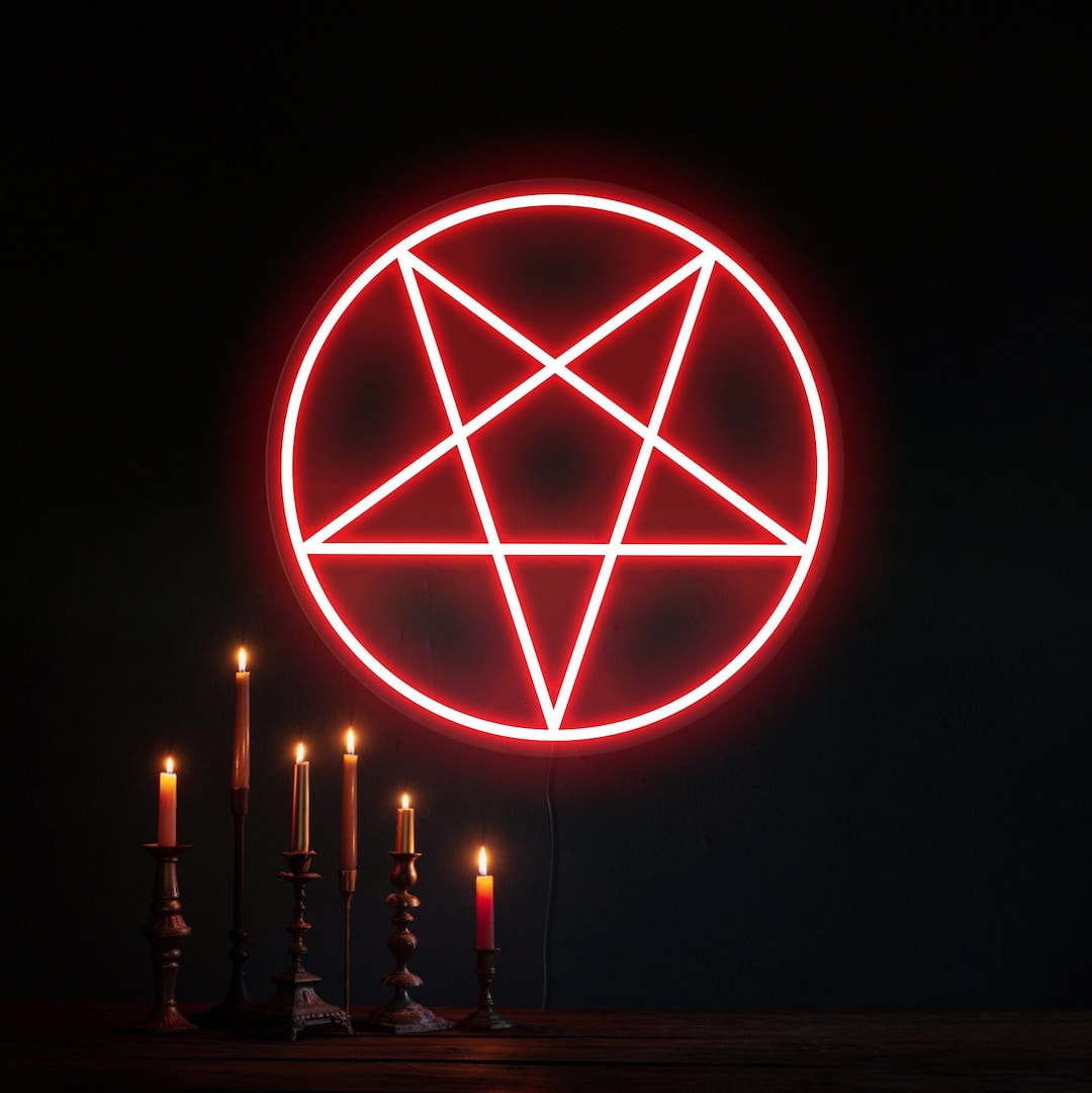 Pentagram Neon Sign, Pentacle Sign, Satanic Neon Sign, Inverted ...