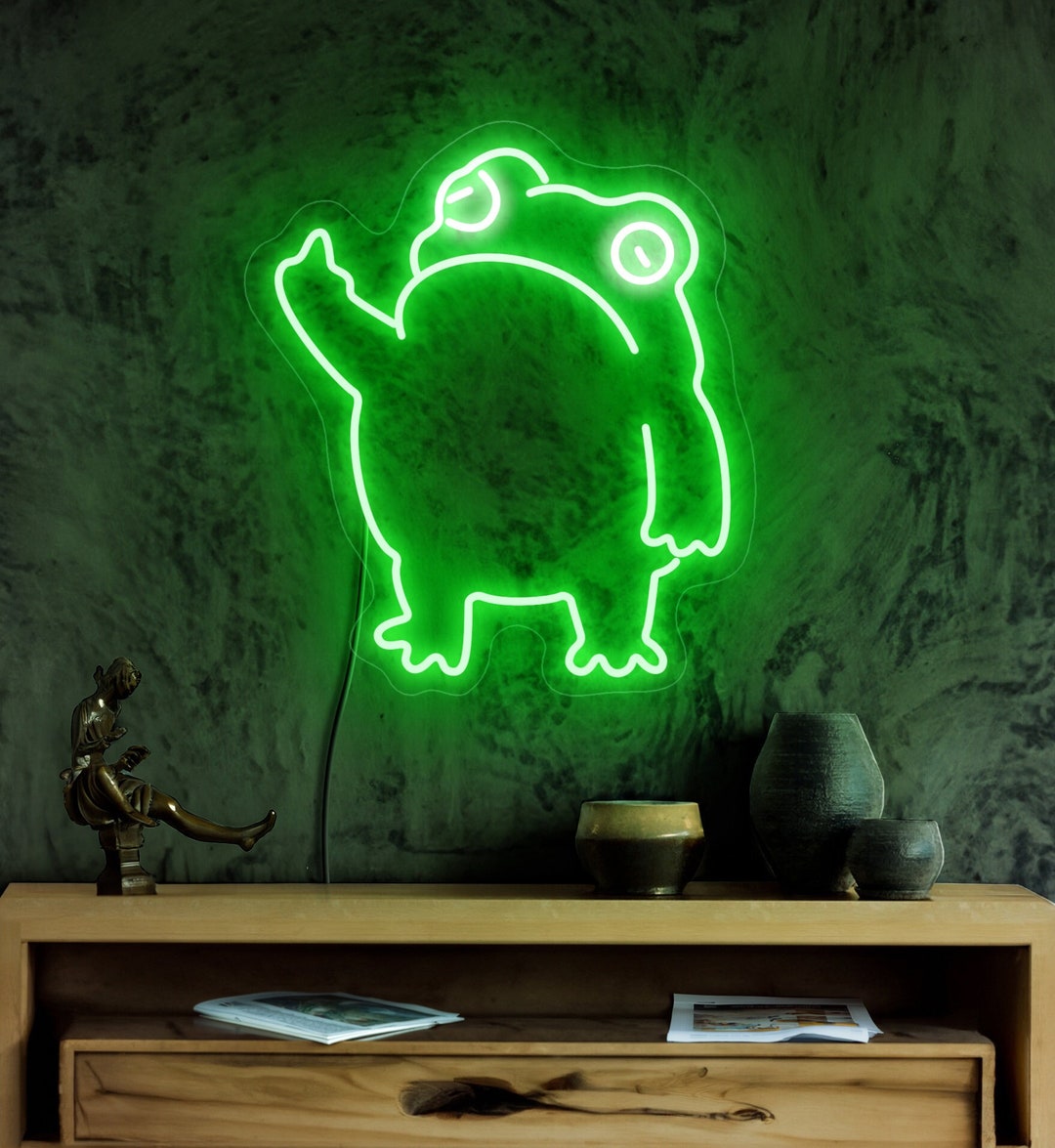 Frog Neon Sign, Funny Frog Neon Sign, Frog Led Sign, Middle Finger Neon ...