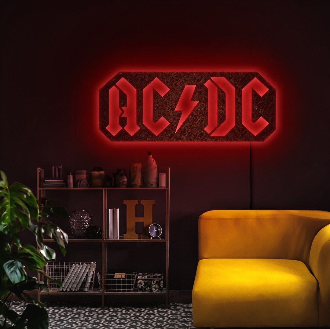 ACDC Neon Sign, ACDC Led Sign, ACDC Logo, Rock Neon Sign, Music Neon ...