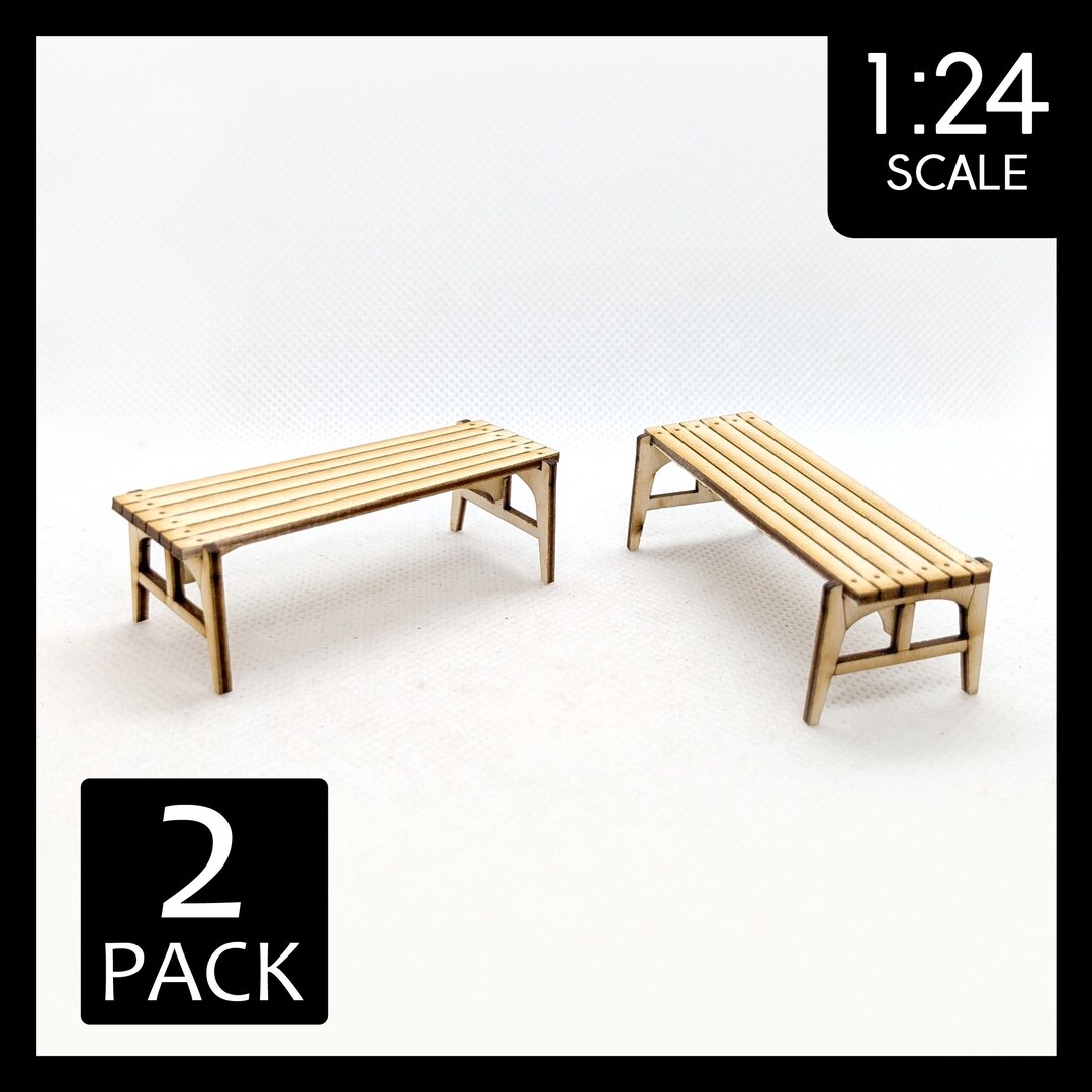 1:24 Scale - Slatted Bench X2 Kit (unpainted Wood) - Etsy
