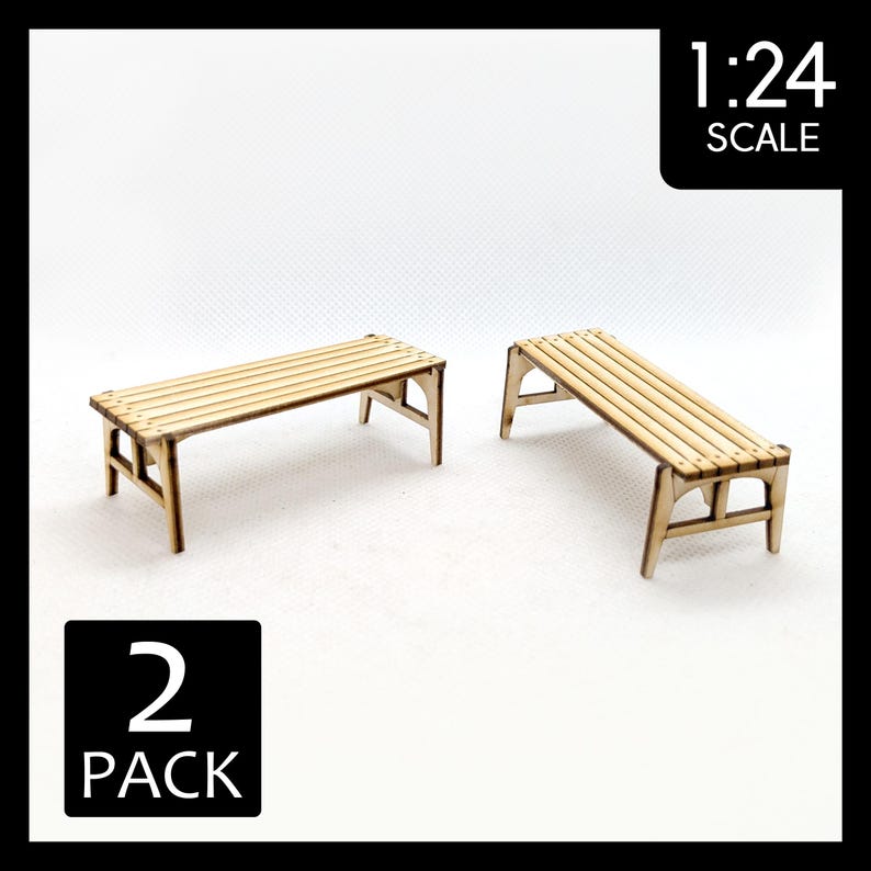 1:24 Scale - Slatted Bench X2 Kit (unpainted Wood) - Etsy