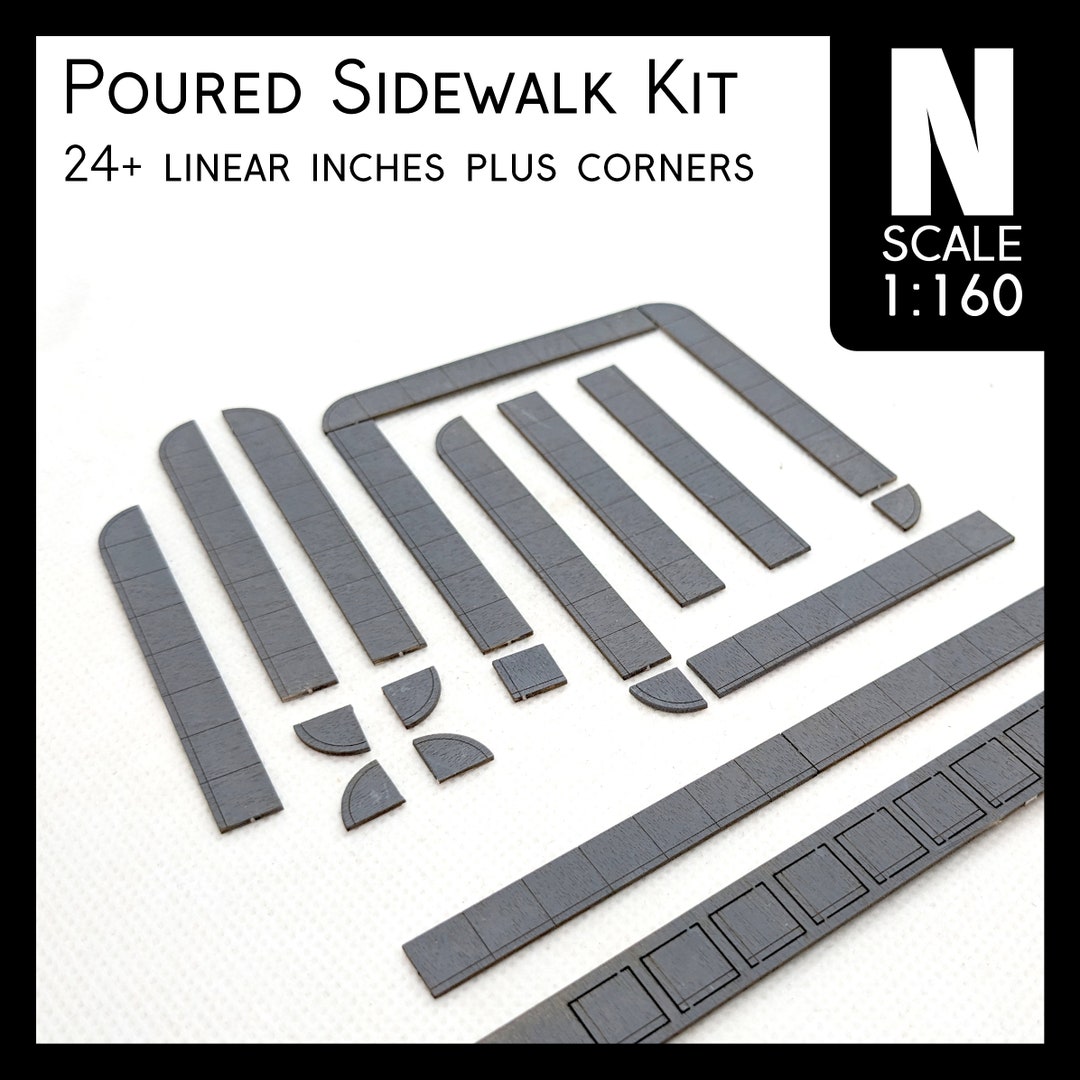 1:160 N Scale - Poured Sidewalk - 24"+ (unpainted Plywood) - Etsy