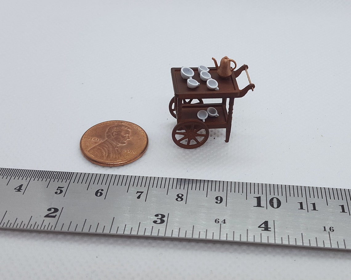 1:48 Scale 1900's Tea Cart Set (unpainted Resin, Phosphor Bronze Wire ...
