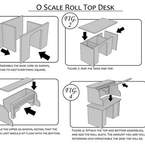 1:48 Scale Roll Top Desk Kit Set (unpainted Wood) - Etsy