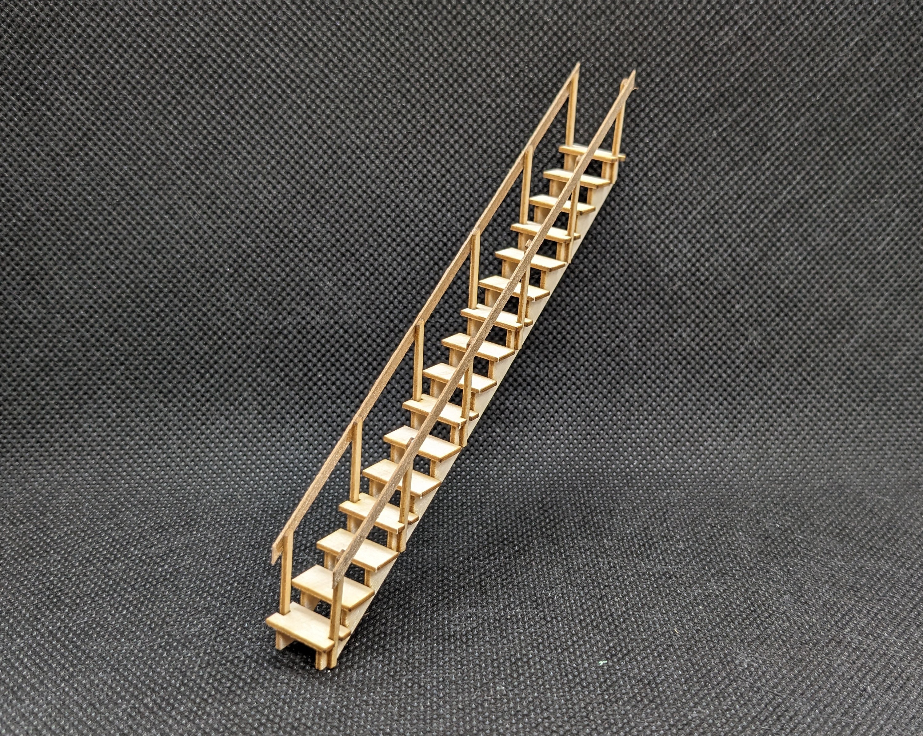1:48 Scale 24" Open Staircase Kit With Double Side Railing, 38 Degree ...