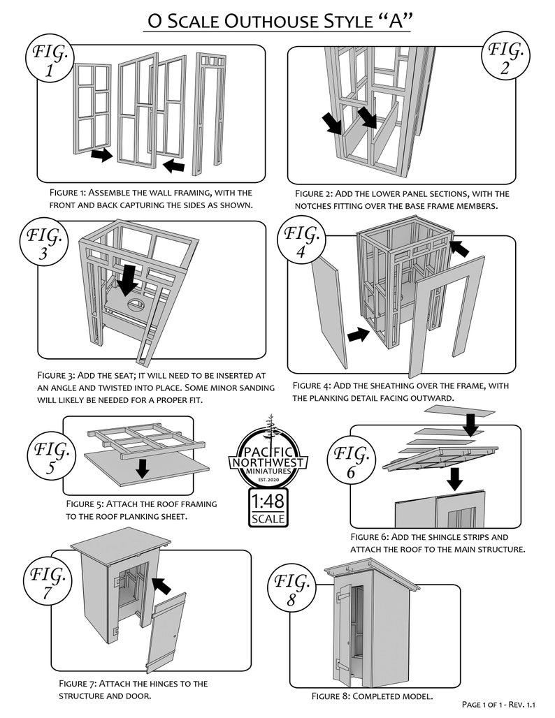 1:48 Scale "moon & Star" Outhouse Kit Set (2 Kits, Unpainted Wood ...