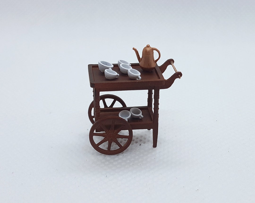 1:48 Scale 1900's Tea Cart Set (unpainted Resin, Phosphor Bronze Wire ...