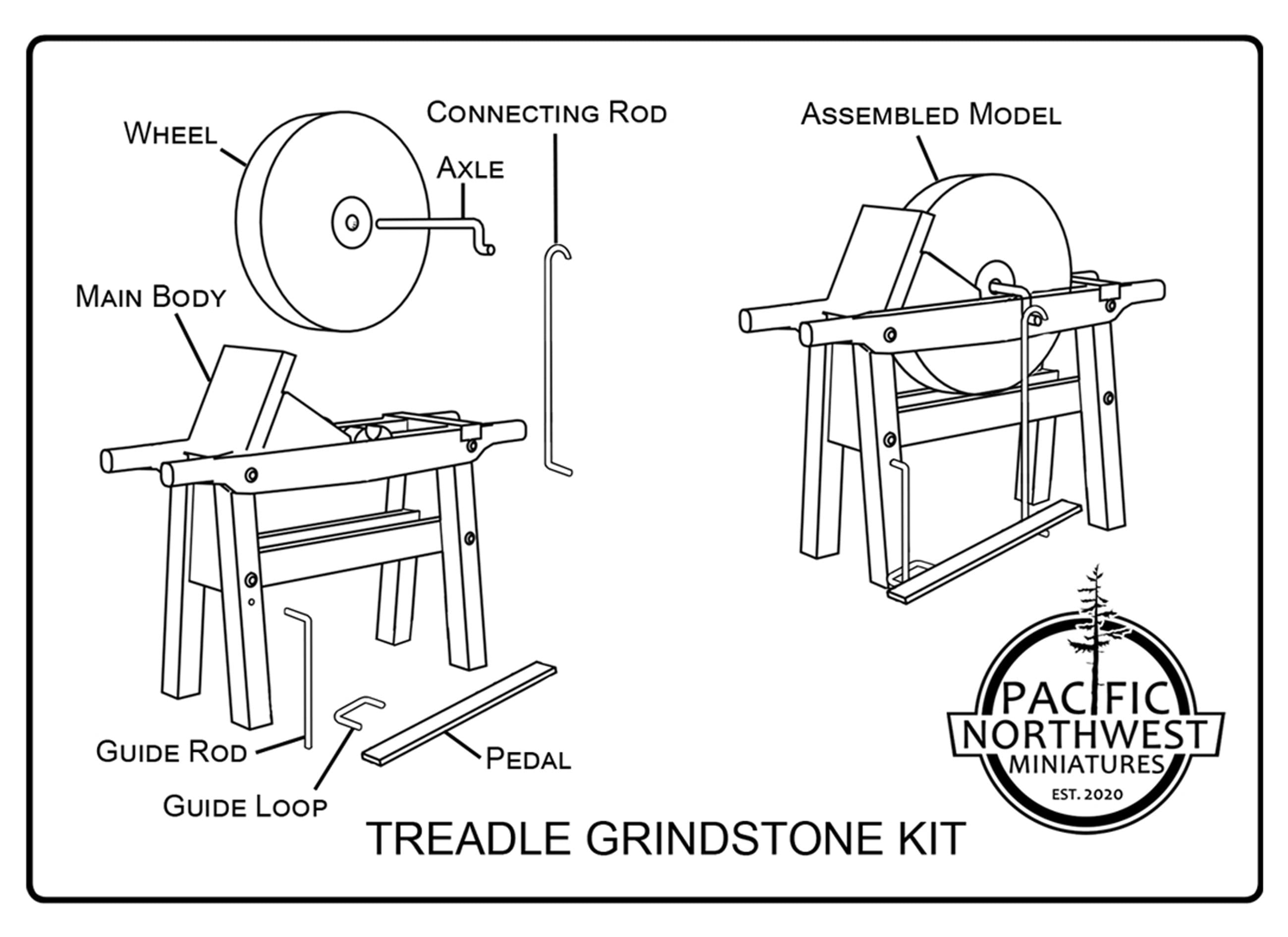1:48 Scale Treadle Grindstone Kit (unpainted Resin, Phosphor Bronze ...