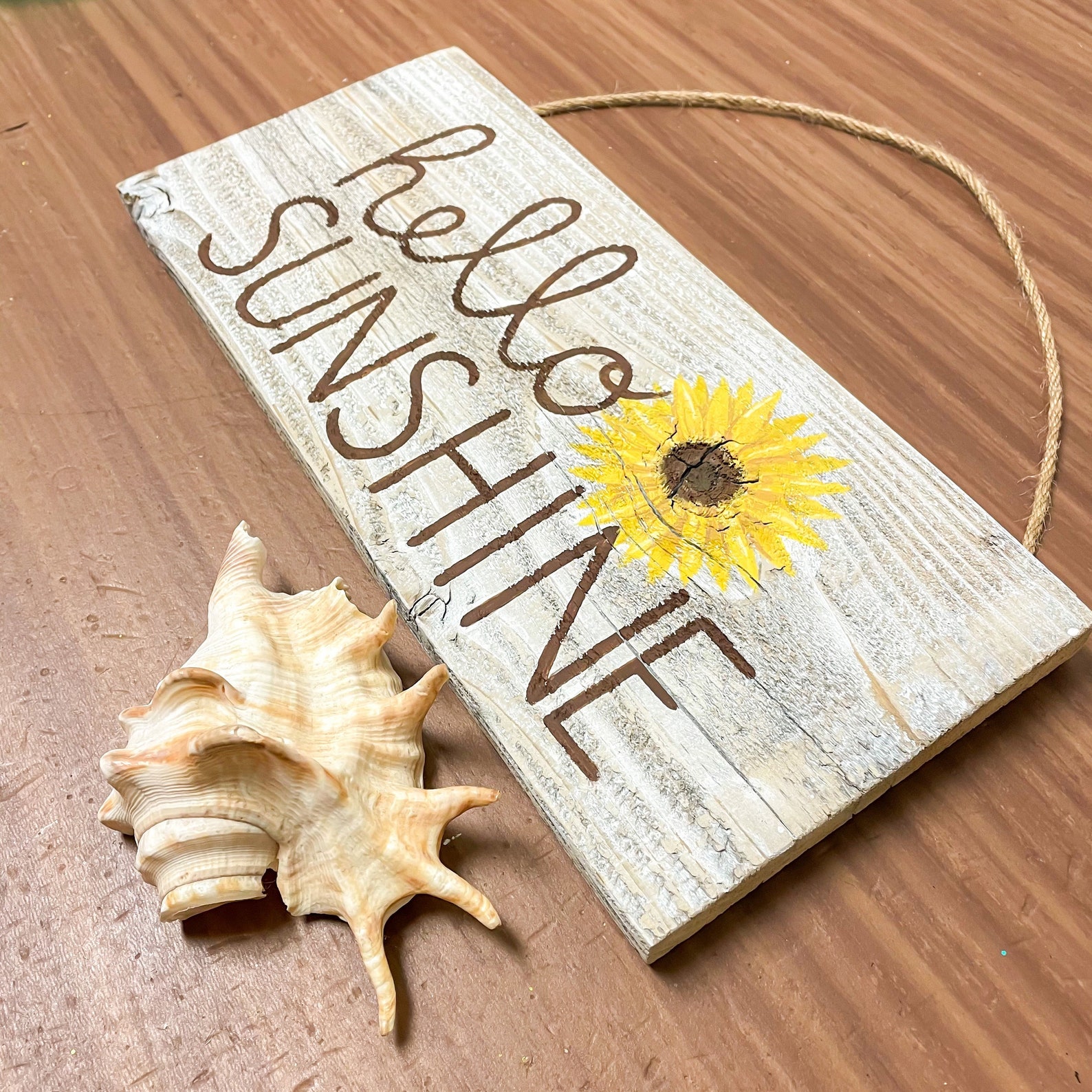 Sunflower Welcome Sign, Hello Sunshine Sign, Hand Painted Welcome Sign ...